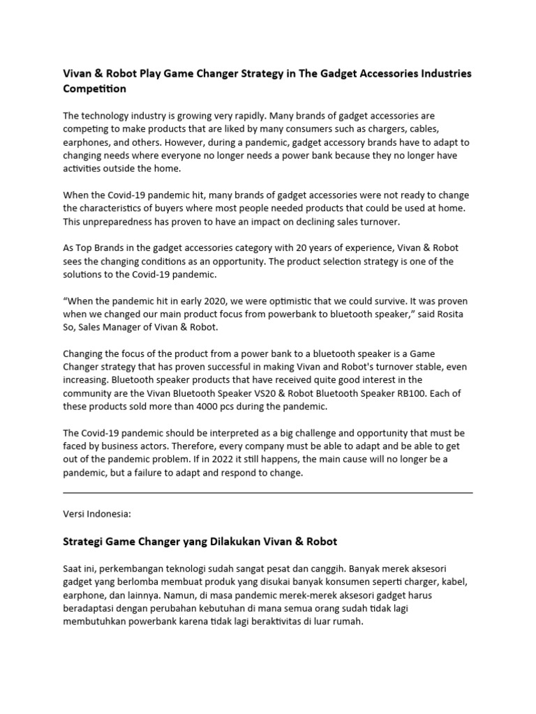 Strategi Vivan & Robot di Pandemi | PDF