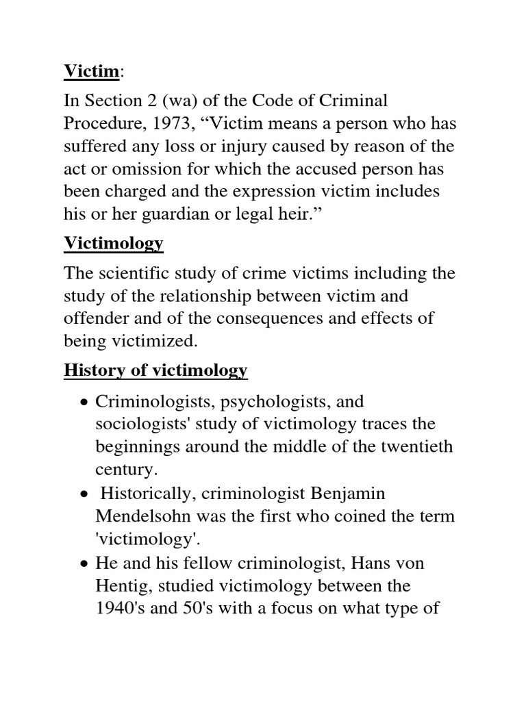 Victim, Victimology and Witness and Its Types | PDF | Witness | Victimology