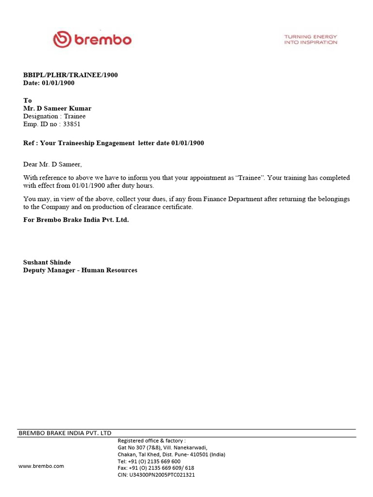 Reliving Letter - 33855 | PDF