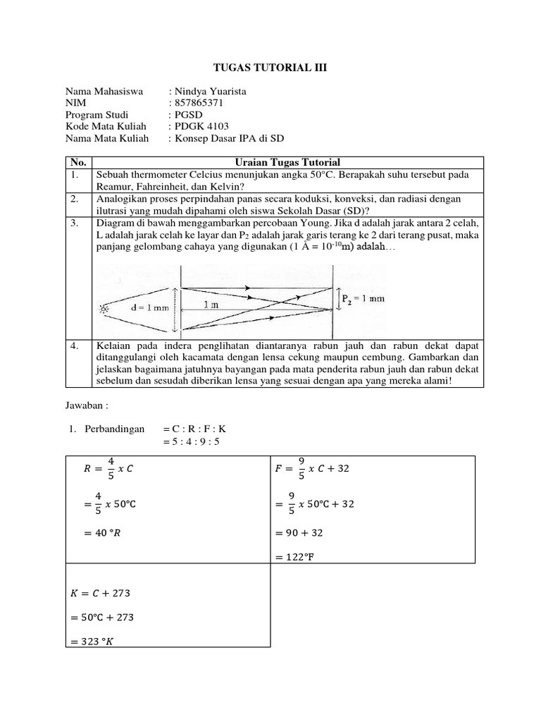 TUGAS III Konsep Dasar IPA PDGK4103 | PDF | Sains & Matematika