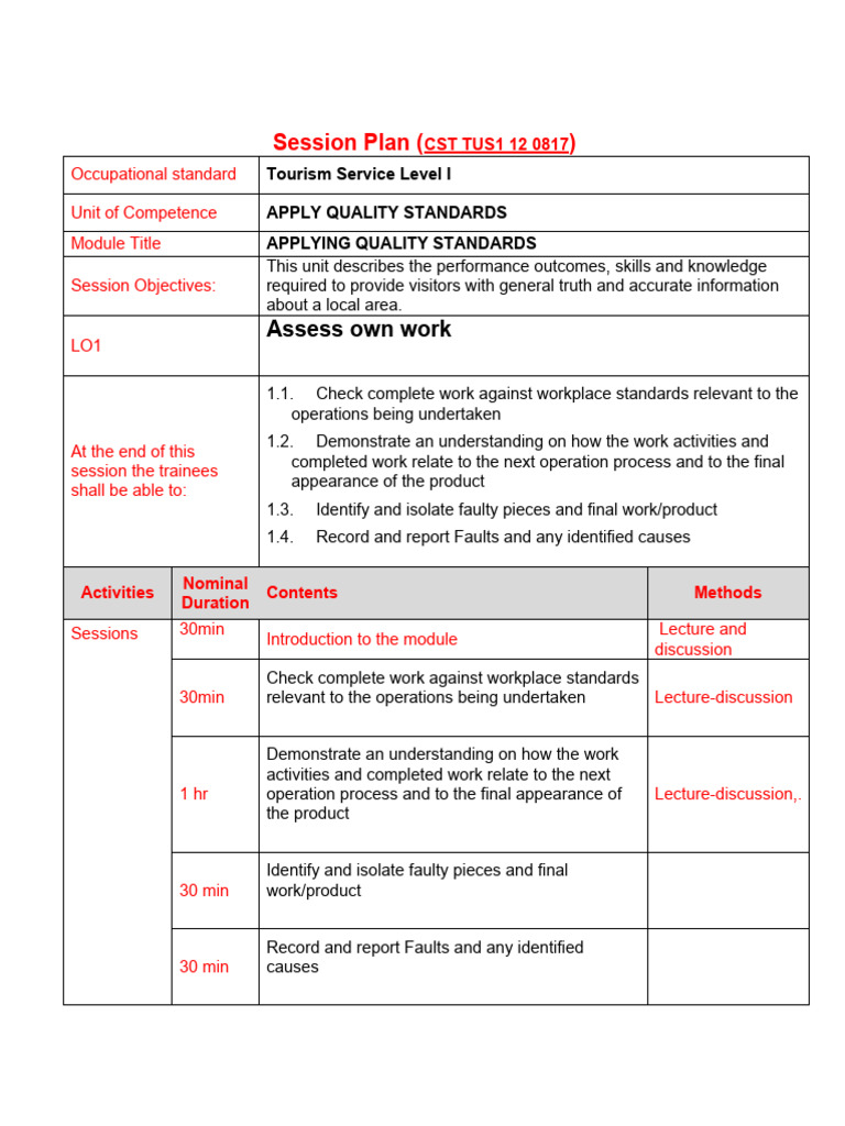 Session Plan (Autosaved) | PDF | Lecture | Information