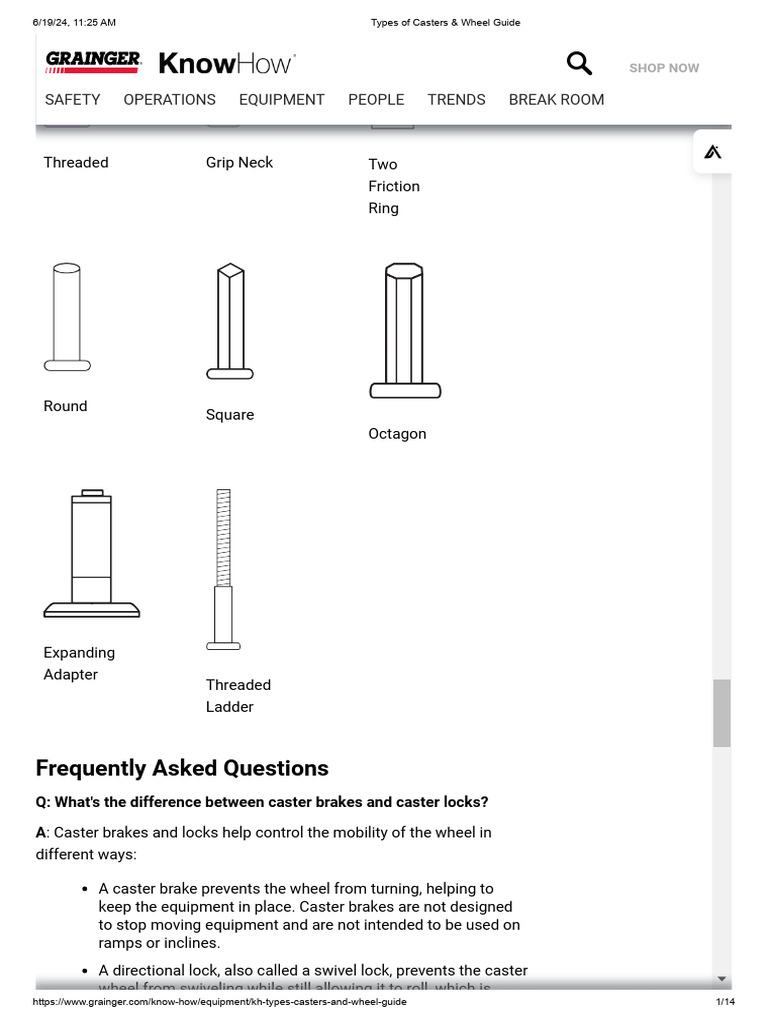 Types of Casters & Wheel Guide | PDF | Vehicles | Wheel