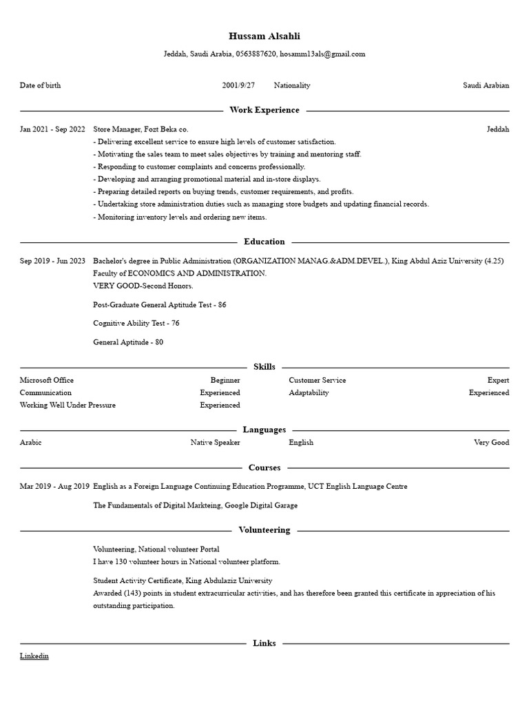 CV - Hussam Alsahli | PDF