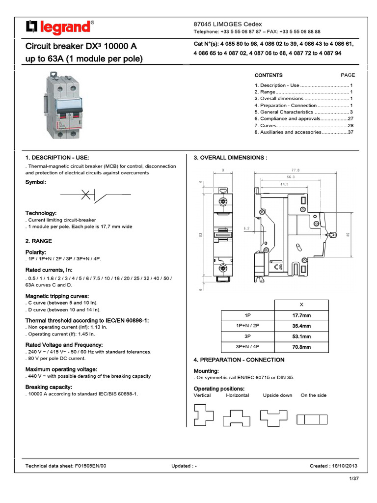 Dx3 MCB Data Sheet | Download Free PDF | Equipment | Electronics