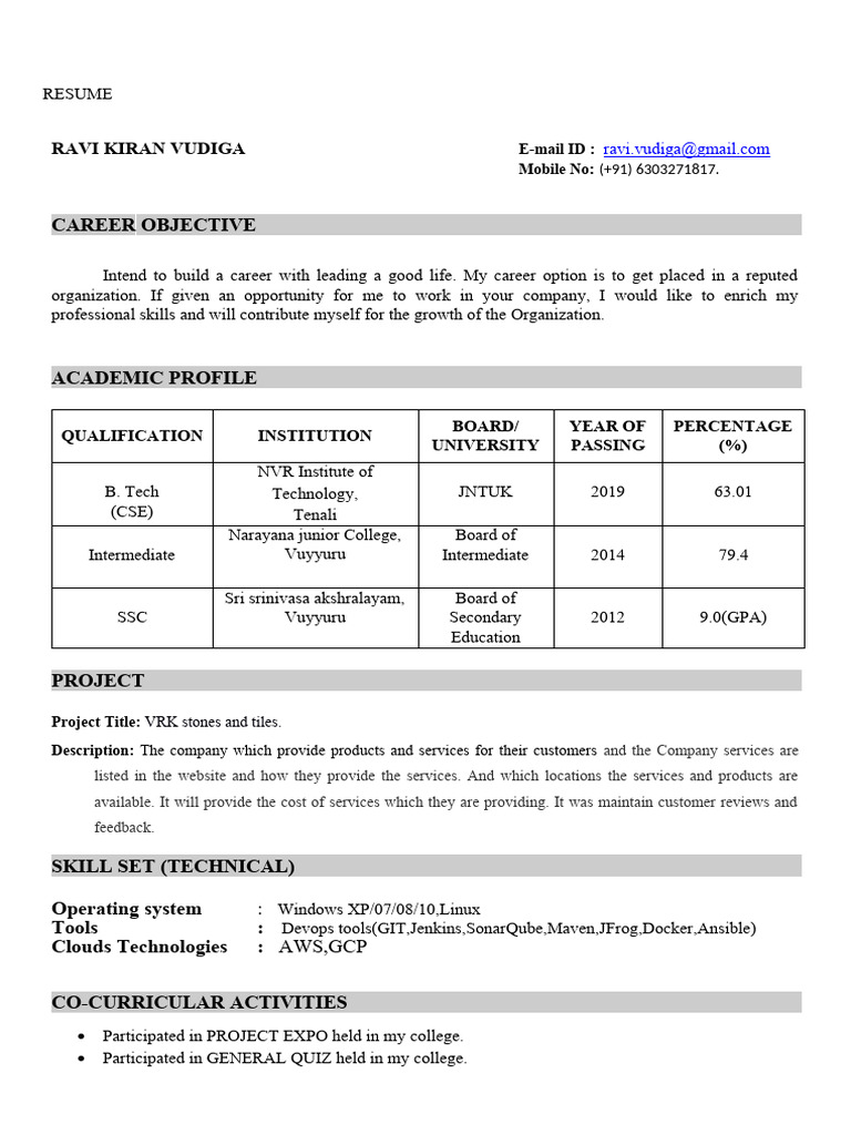 Ravi Kiran Vudiga - Resume | PDF | Software | Computing