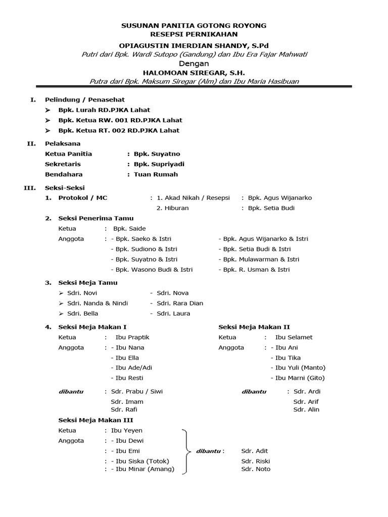 Susunan Panitia Gotong Royong Opi | PDF
