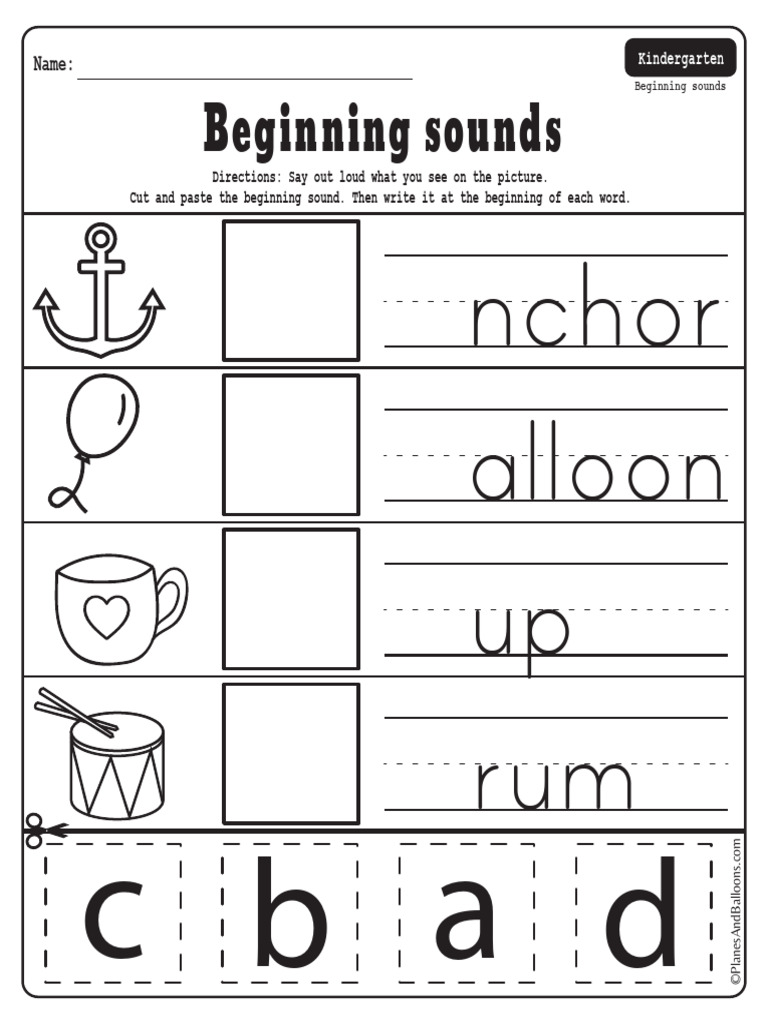 Beginning Sounds Worksheets (Cut Paste) | PDF
