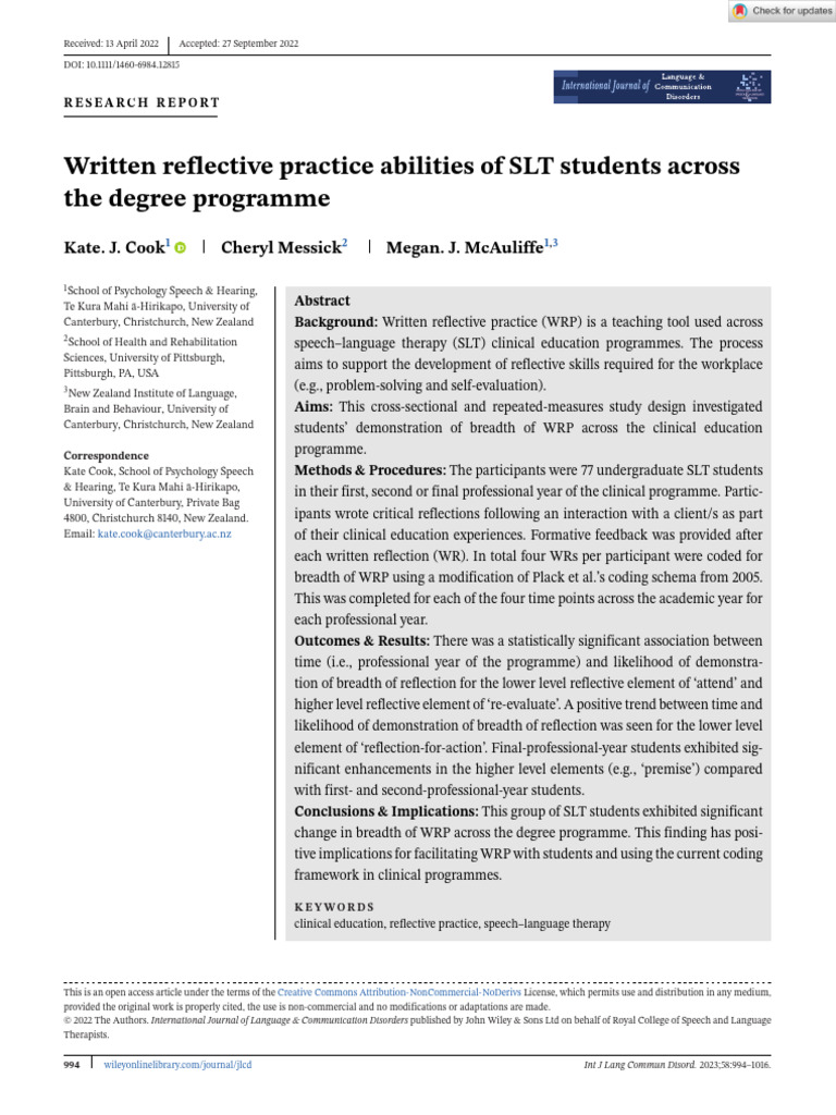 Cook | PDF | Reflective Practice | Learning