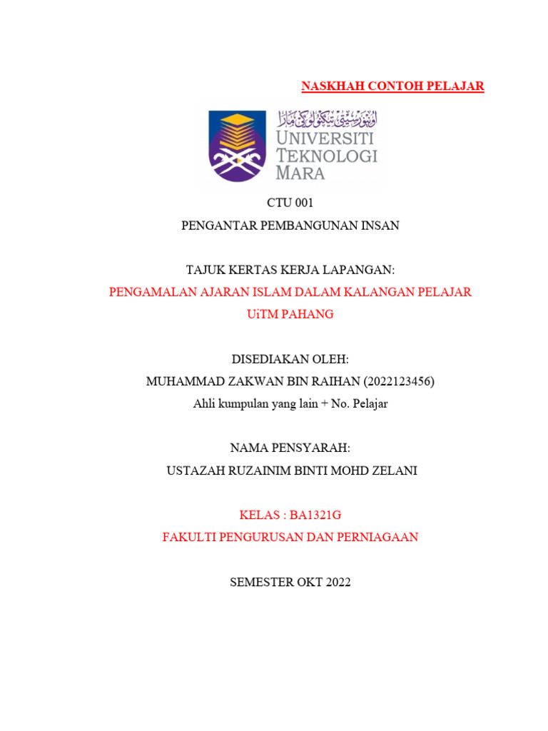 Contoh Assignment Ctu 101 | PDF | Karier & Perkembangan