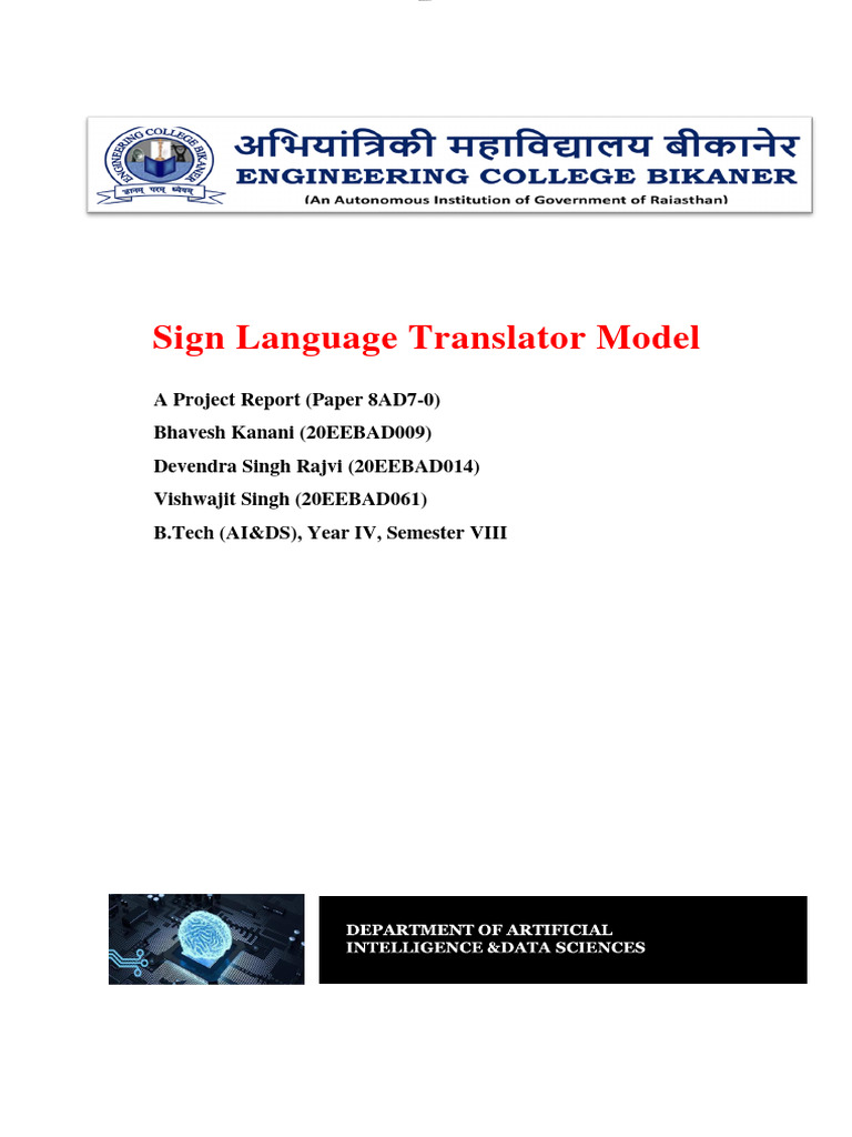Sign Language Translator Project Report | PDF | Sign Language | Artificial Neural Network