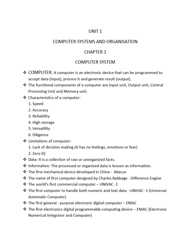 UNIT 1 Part 1-CS | PDF | Computer Data Storage | Random Access Memory