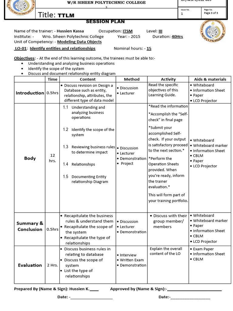 Session Plan | PDF | Data | Information Science