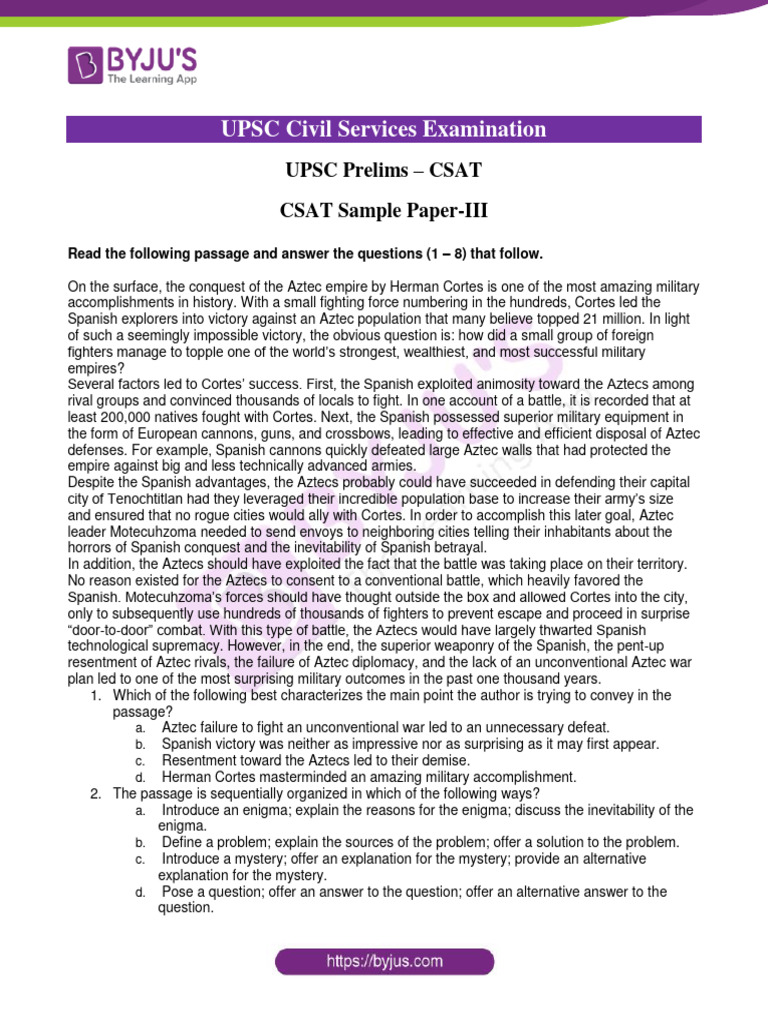 CSAT Sample Paper IV | Download Free PDF | Extradition | Spanish Empire