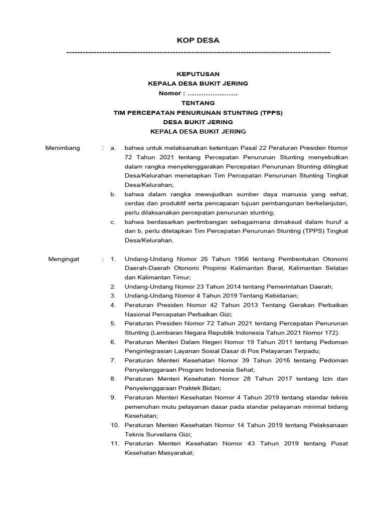 Contoh Draf TPPS Tingkat Desa | PDF