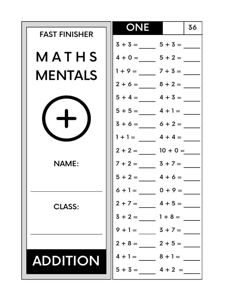 Math Mentals Addition Booklet | PDF