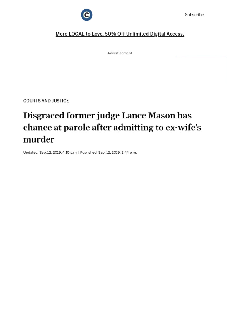 Lance Mason Sentenced for Ex-Wife's Murder | PDF | Life Imprisonment