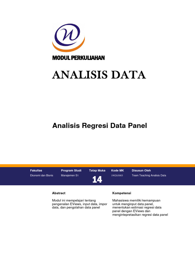 Analisis Data - Modul 14-Analisis Regresi Data Panel | PDF | Komputer