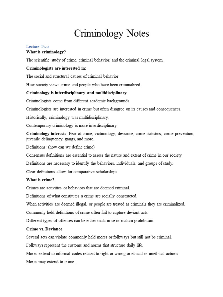 Criminology Notes | PDF | Crime & Violence | Crimes