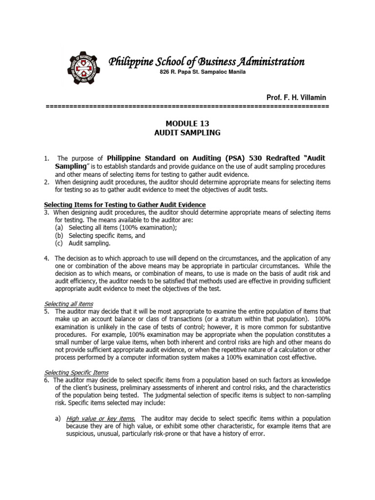 At 13 | PDF | Audit | Sampling (Statistics)