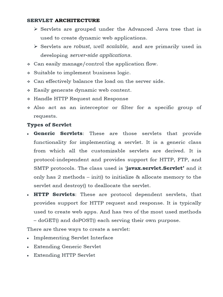 Servlet Architecture | Download Free PDF | World Wide Web | Internet & Web