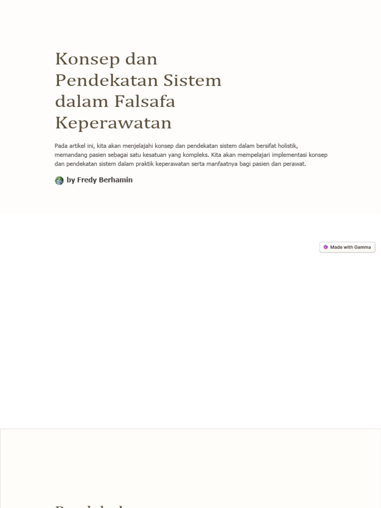 Konsep Dan Pendekatan Sistem Dalam Falsafa Keperawatan | PDF
