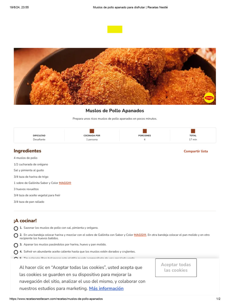 Muslos de pollo apanado para disfrutar _ Recetas Nestlé | Descargar ...