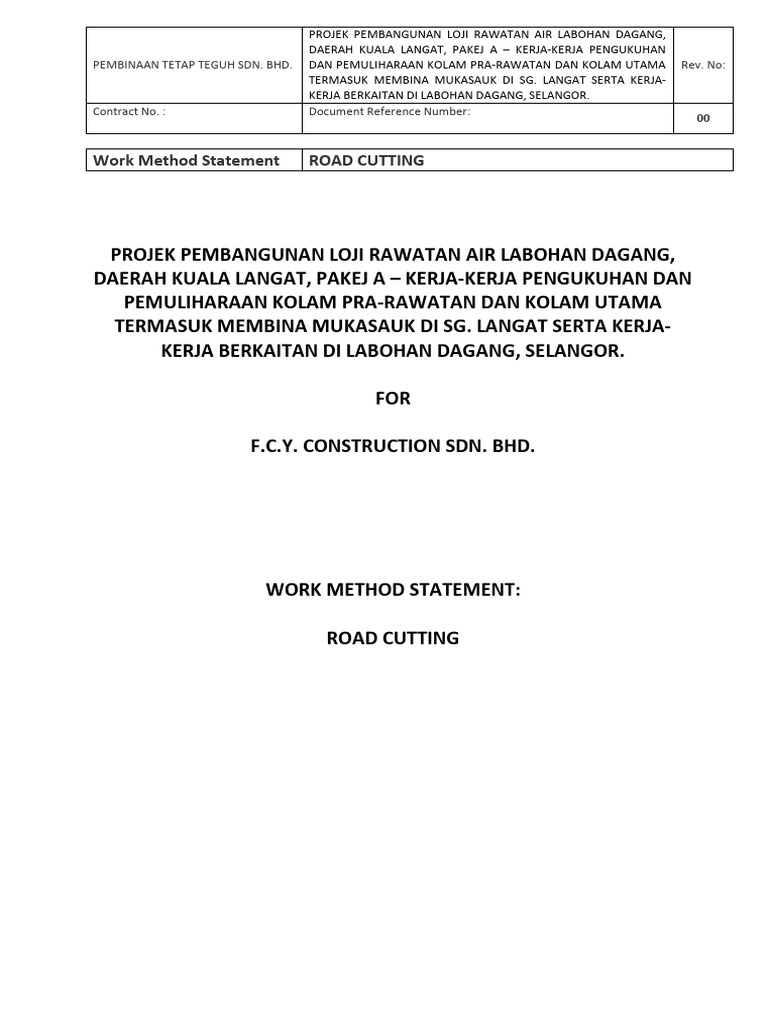 Method Statement - ROAD CUTTING | PDF