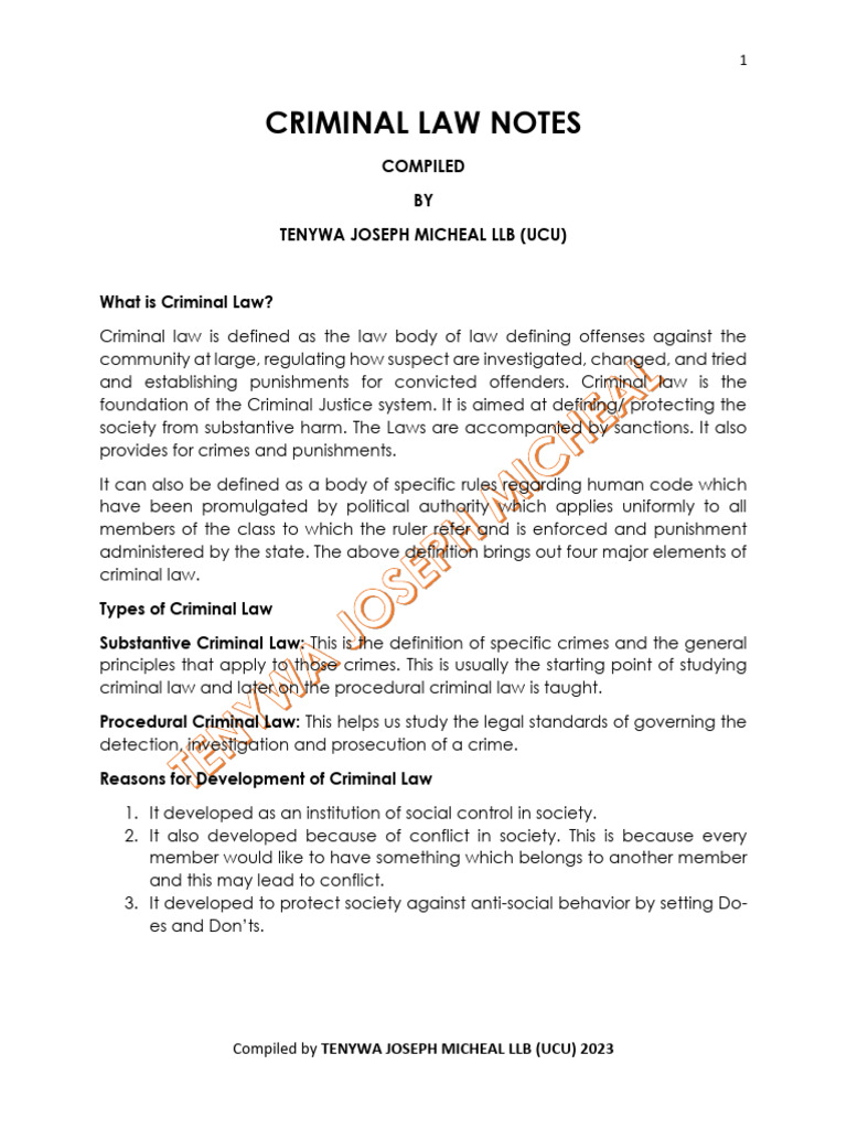 Criminal Law Overview and Principles | PDF | Recklessness (Law) | Mens Rea