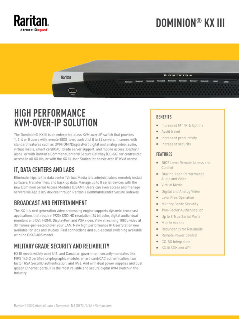 Raritan dkx3 Datasheet | PDF | Port (Computer Networking) | Hdmi