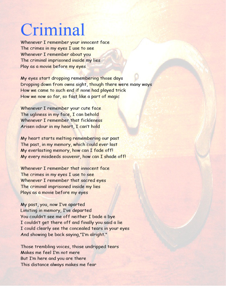 Criminal | PDF | Poetry
