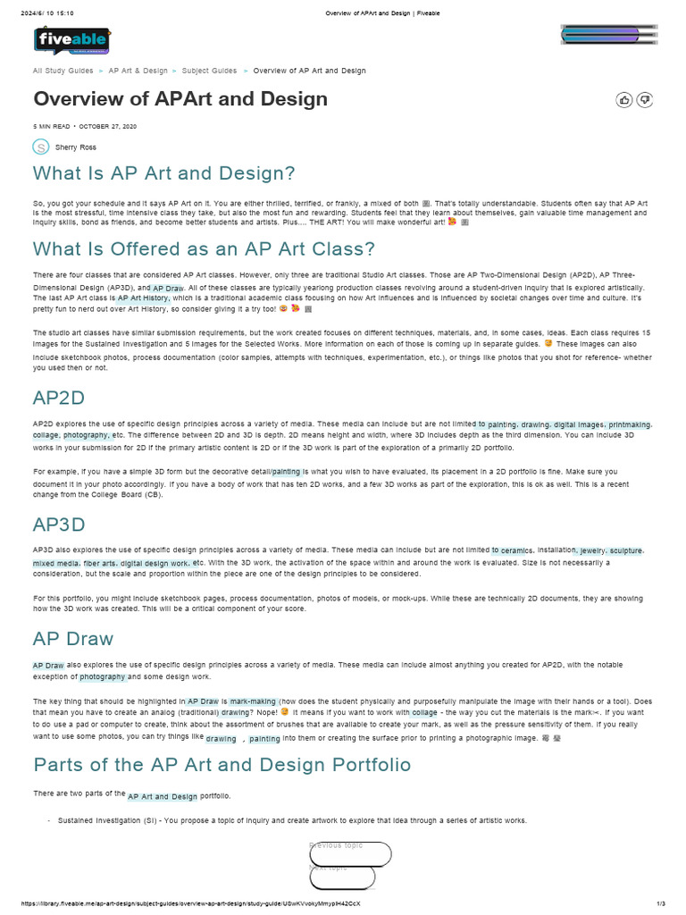Overview of AP Art and Design - Fiveable | PDF | Textiles | Drawing