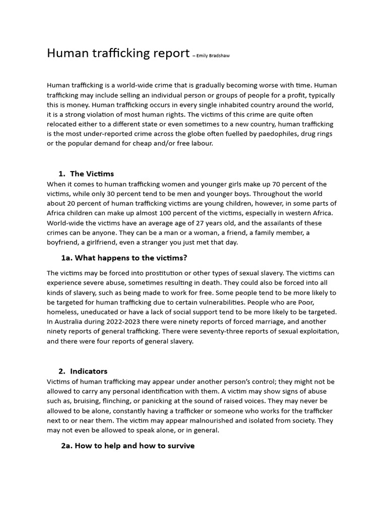 Human Trafficking Report | PDF | Human Trafficking | Sexual Slavery