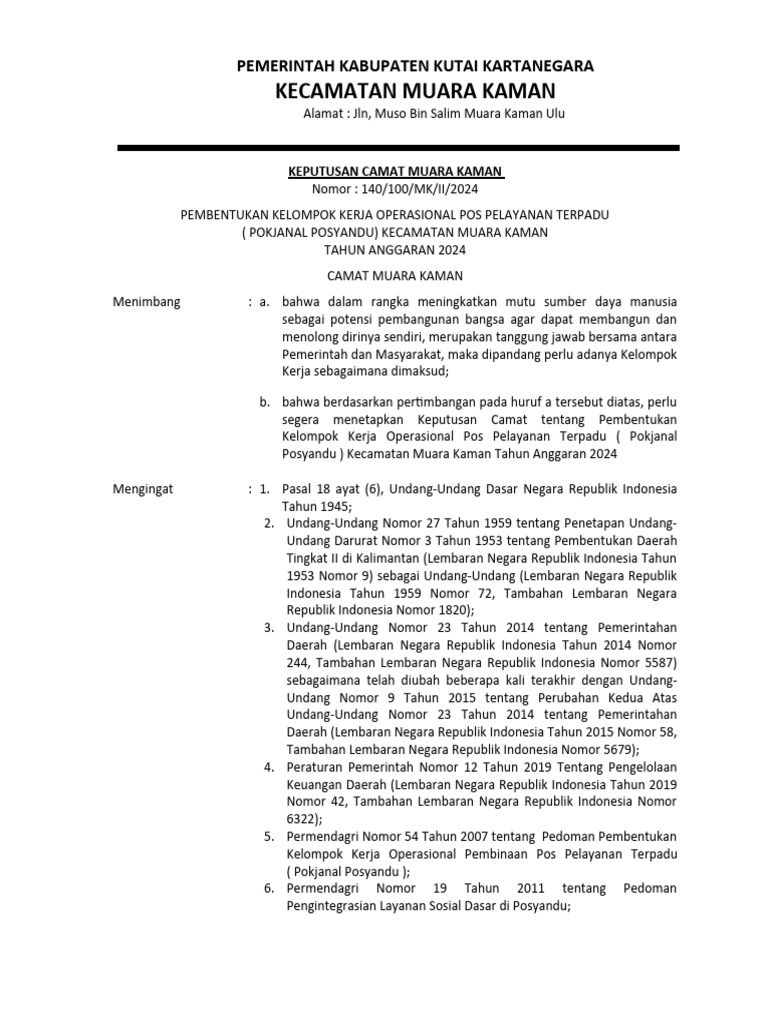 CONTOH FORMAT SK Pokjanal | PDF