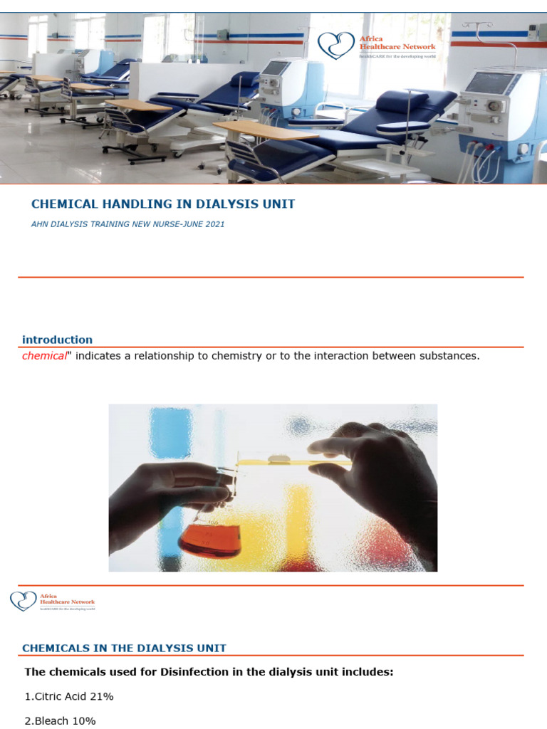 18 Chemical Handling in Dialysis Unit | PDF | Bleach | Chemical Substances