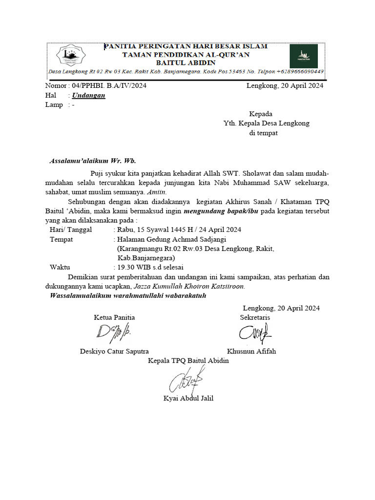 New Surat Undangan Umum TTD 2024 | PDF