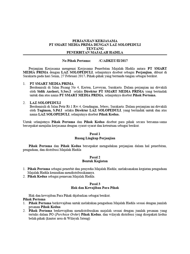 MoU Majalah Hadila YSPU | PDF