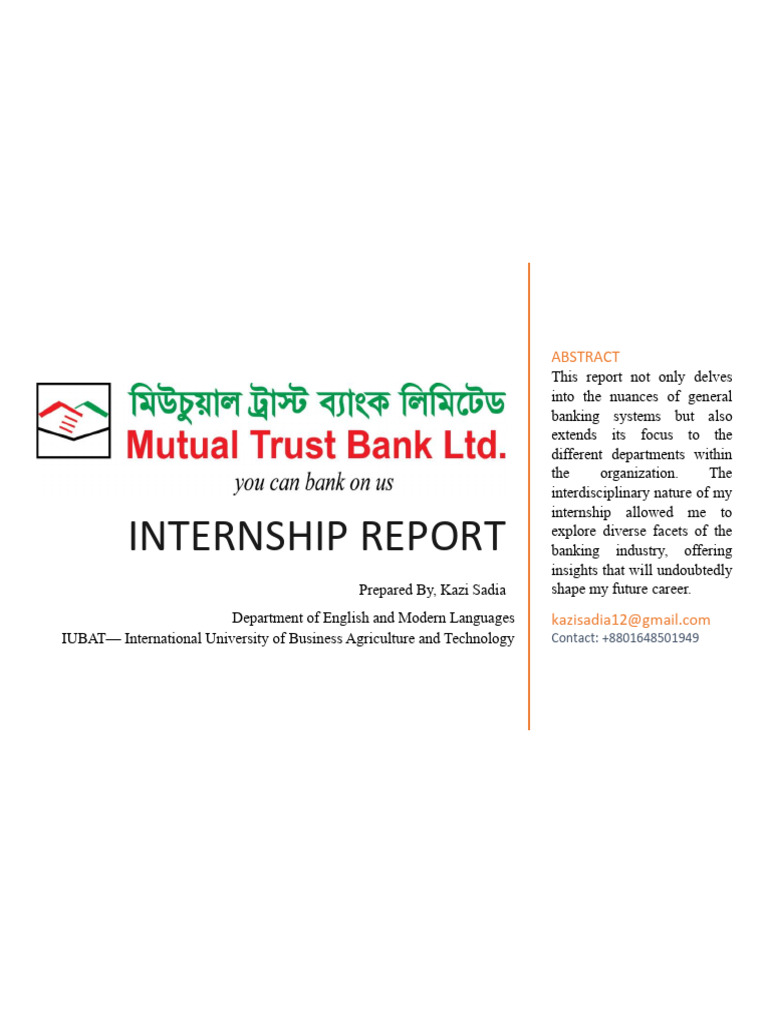 Internship Report by Kazi Sadia- IUBAT | Download Free PDF | Corporate ...