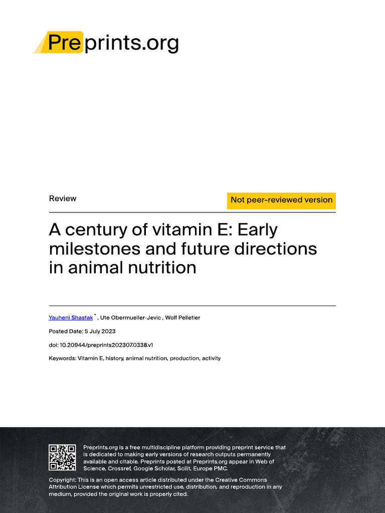 A Century of Vitamin E Early Milestones and Future | PDF | Vitamin E | Antioxidant