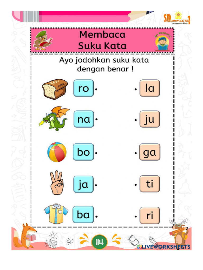 Worksheet Suku Kata 2 | PDF