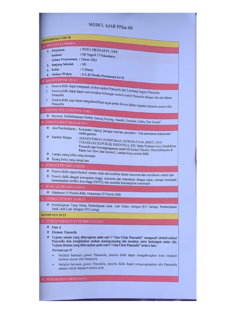 MODUL AJAR PPKN SD | PDF