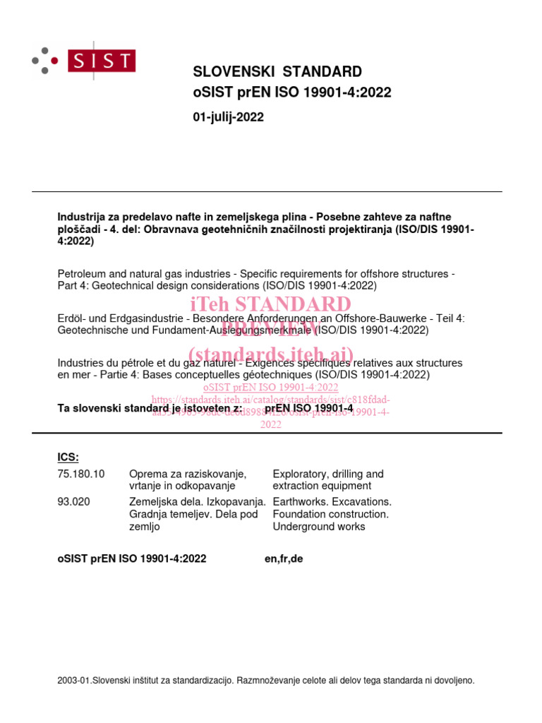 oSIST prEN ISO 19901 4 2022 | PDF | Deep Foundation | International ...