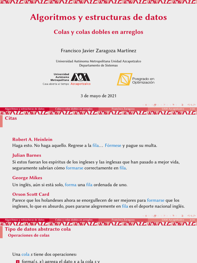 Colas | PDF | Cola (tipo de datos abstractos) | Ciencias de la Computación