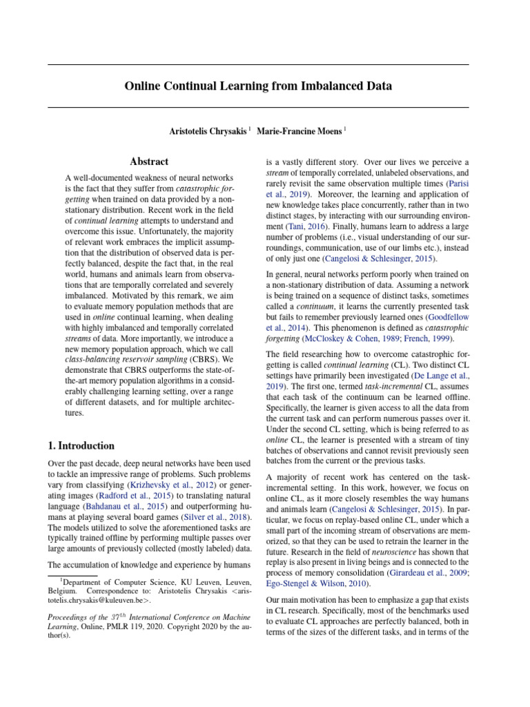 Online Continual Learning From Imbalanced Data | PDF | Learning | Memory