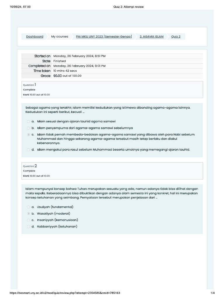 Kuis BAB 2 - Agama Islam - 1 | PDF