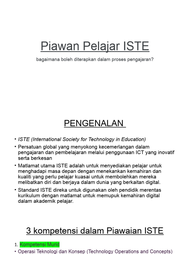 Piawan Pelajar ISTE (Tutorial) | PDF