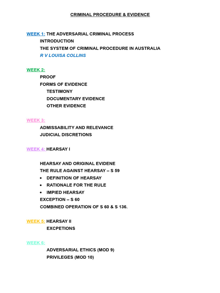 Criminal Procedure & Evidence Overview | PDF | Relevance (Law ...