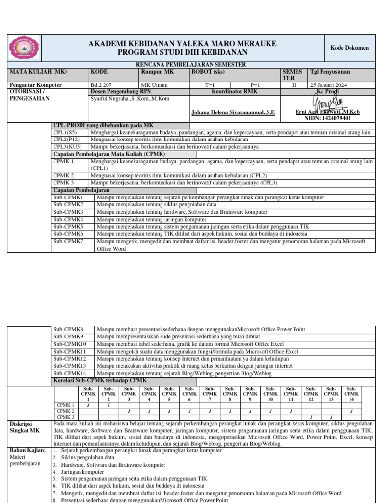 RPS Pengantar Komputer | PDF