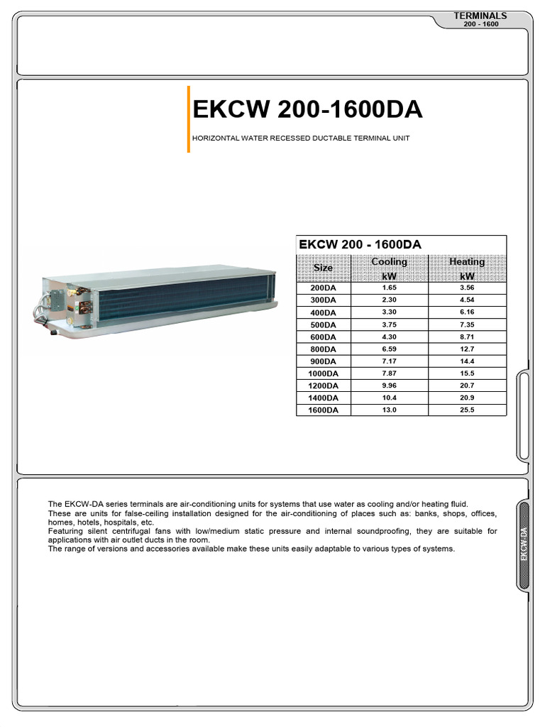 EKCW DA Catalogue | PDF | Duct (Flow) | Heat Exchanger