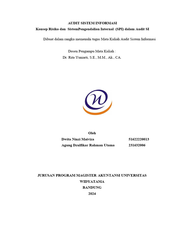 Review Jurnal Konsep Risiko dan Sistem Pengendalian Internal (SPI) dalam Audit SI | PDF