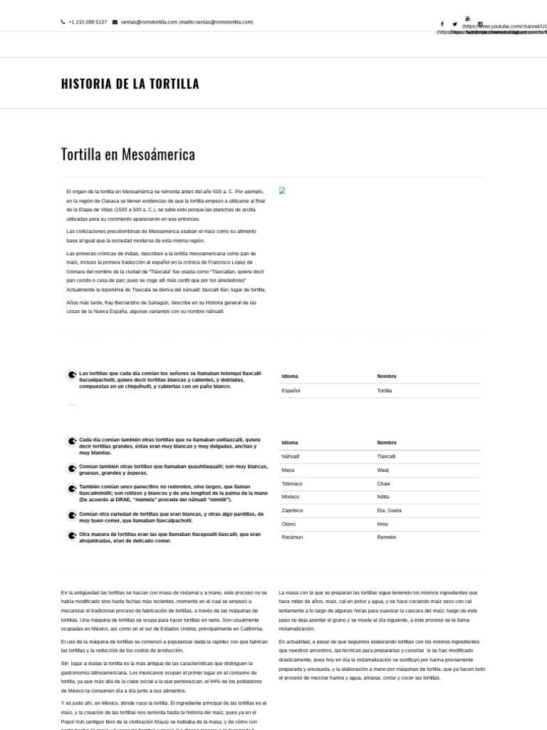 Historia de la Tortilla (Cronología) - Romo Tortilla | PDF | Alimentos ...